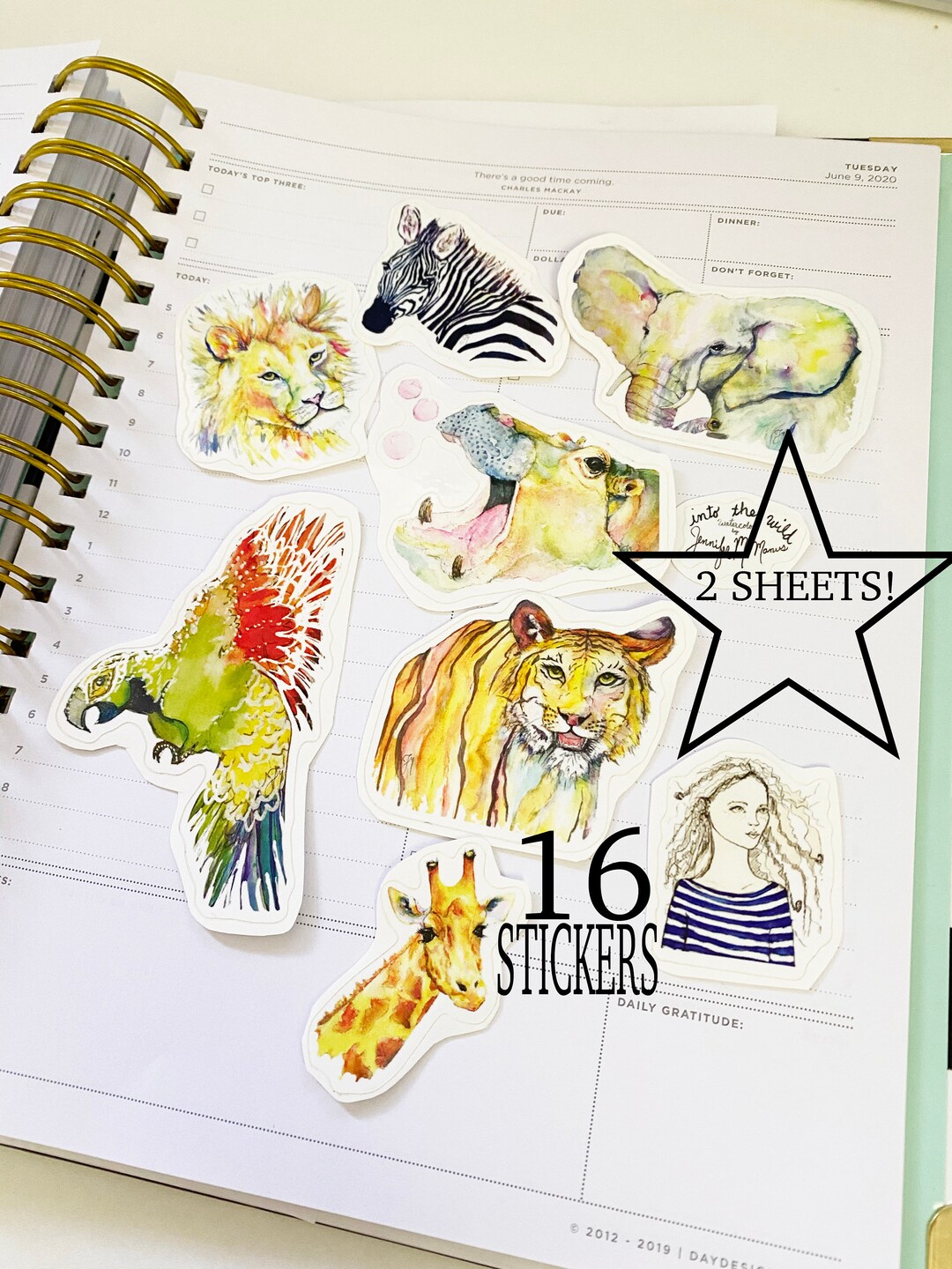 16 Wild Animal Waterproof Vinyl Stickers for Water Bottles Laptops ...