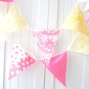 Shabby Chic Banner, Bunting, Fabric Pennant Flags, Baby Girl Nursery ...