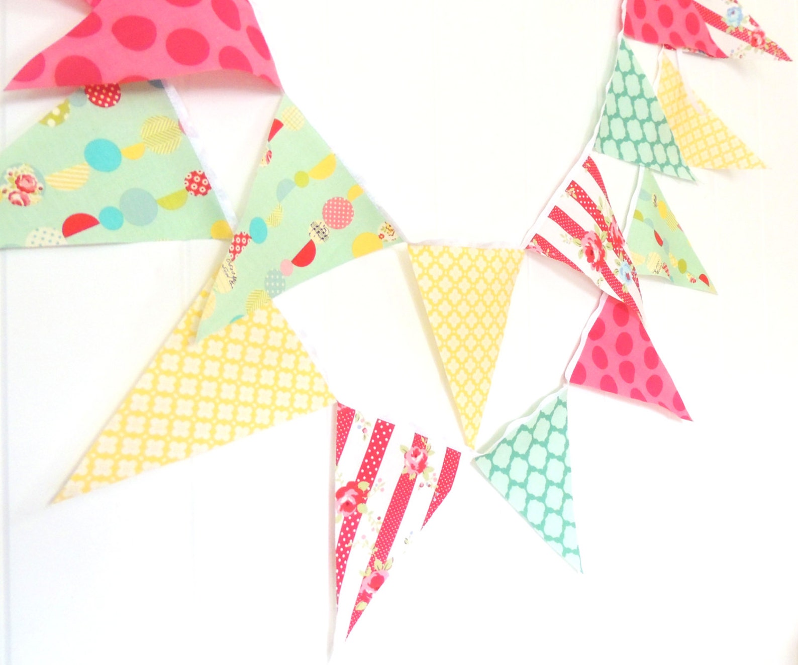 Shabby Chic Banner, Bunting, Pennant Fabric Flags, Decor Flower, Mint ...