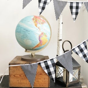 Gingham Banner, Bunting, Fabric Pennant Garland Flags, Baby Shower ...