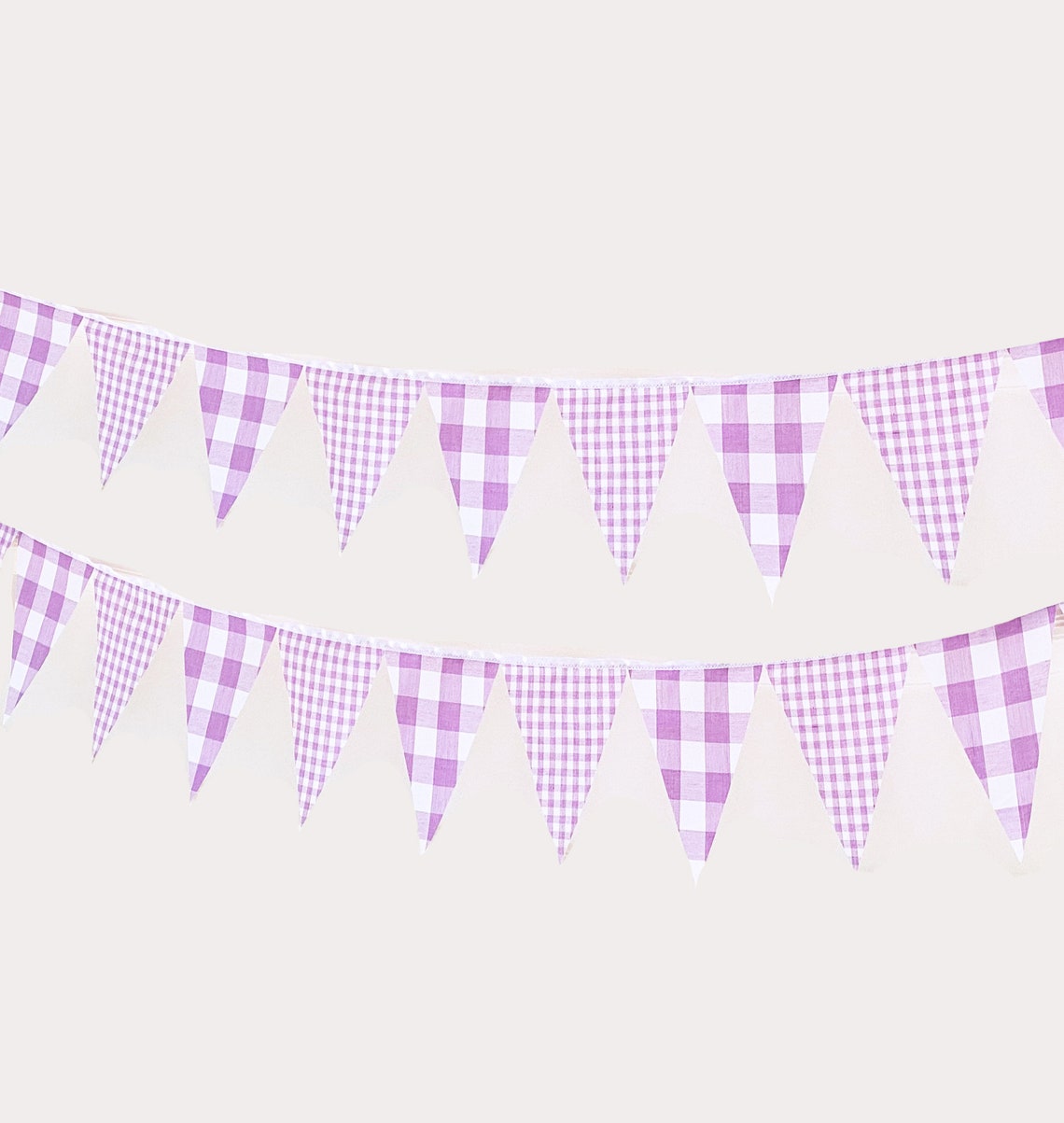 Purple Gingham Party Banner, Bunting, Pennant Flags, Gingham Lilac ...