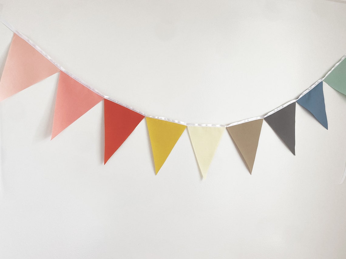 Neutral Rainbow Garland Flag Bunting Ombre Rainbow Color | Etsy
