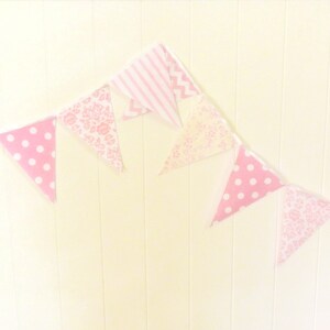 Shabby Chic Fabric Banner, Bunting, Garland Pennant Flags, Pink ...