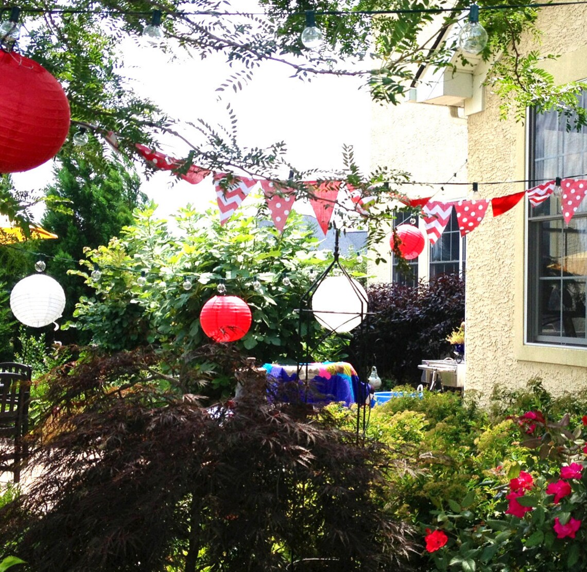 Bunting, Banner Fabric Pennant Garland Flags, Red, Polka Dot, Chevron ...