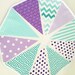 Purple, Lavender, Mint, Turquoise, Banner, Bunting, Garland Fabric ...