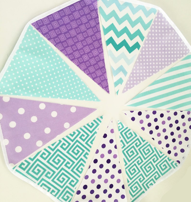 Purple Lavender Mint Turquoise Banner Bunting Garland | Etsy