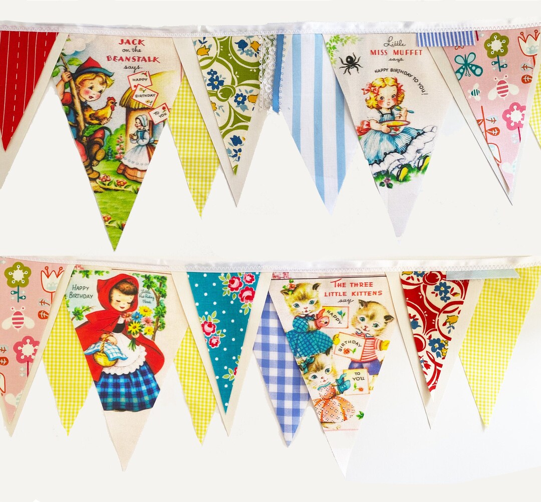 Cottagecore Vintage Storybook Banner, Vintage Birthday Card Garland ...
