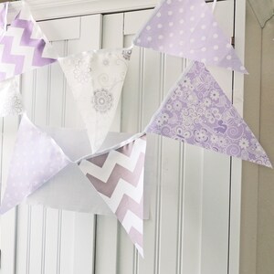 Banner Bunting, Fabric Pennant Cotton Flags, Lavender Purple, Grey ...