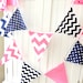 Banner Bunting Pennant Fabric Flags Navy Blue Pink Polka - Etsy