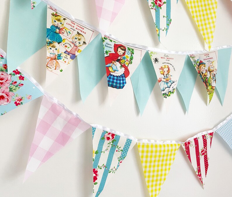 Cottagecore Shabby Chic Banner Bunting Picnic Fabric Flags - Etsy