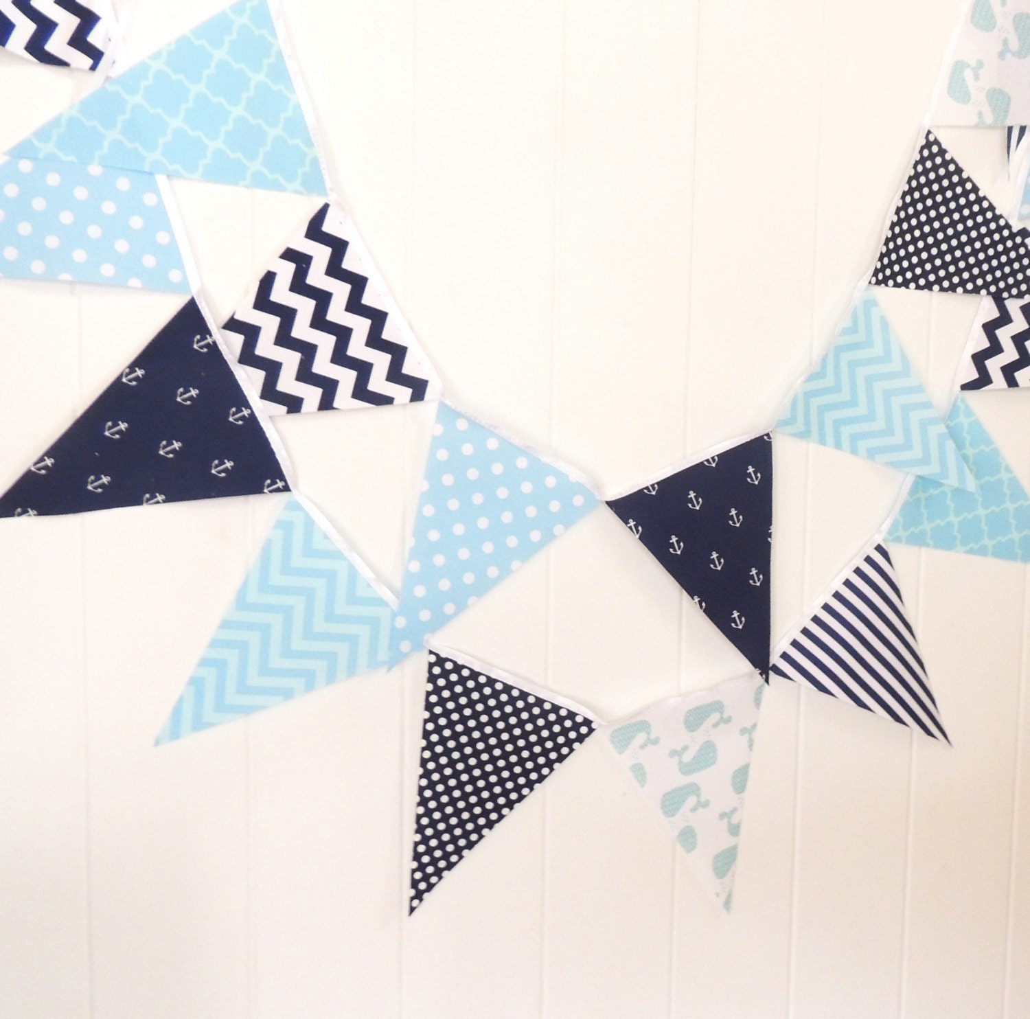 Nautical Baby Shower Banner Bunting Fabric Pennant Flags | Etsy