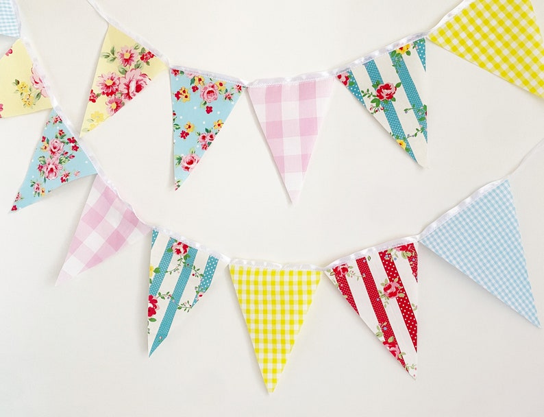 Cottagecore Shabby Chic Banner Bunting Picnic Fabric Flags - Etsy
