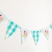 Ice Cream Picnic Party Gingham Banner, Mint Bunting, Vintage Ice Cream ...