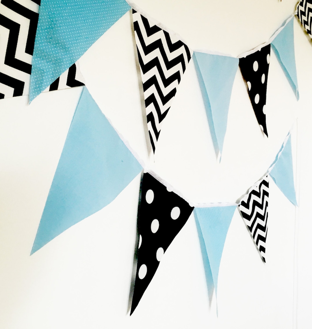 Garland Bunting Banner Pennant Fabric Flags, Chevron, Polka Dots Solid ...
