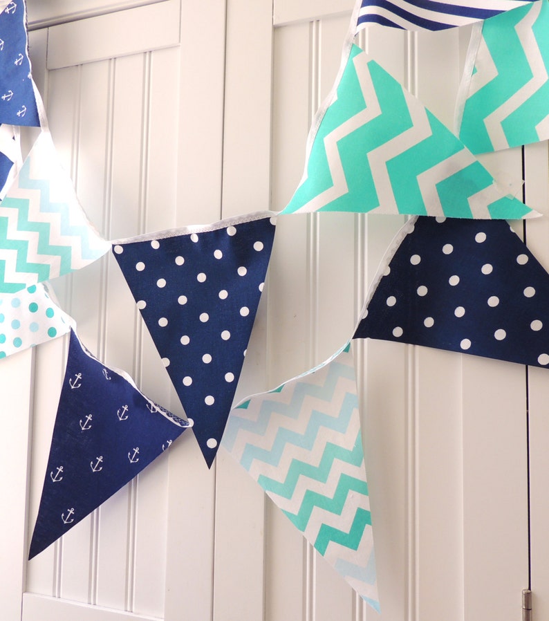 Nautical Bunting Banner Fabric Pennant Flags Anchor Navy | Etsy