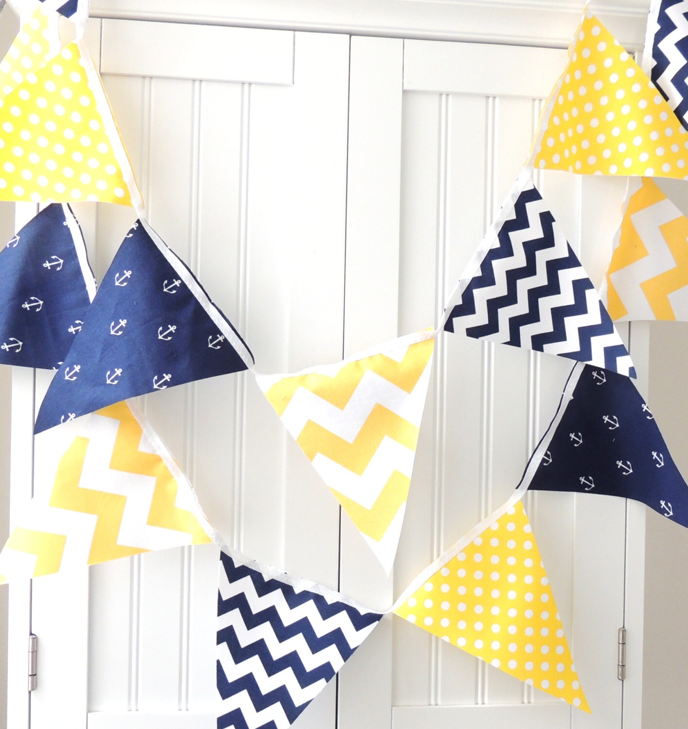Nautical Banner Bunting Fabric Pennant Flags Navy Blue | Etsy