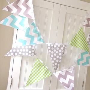 Baby Shower Garland Banner, Bunting, Fabric Pennants, Lime Gingham ...