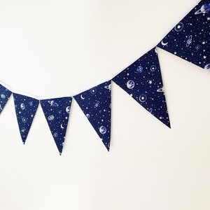 Galaxy Stars Moon Planets Banner Bunting, Solar System Fabric Pennant ...