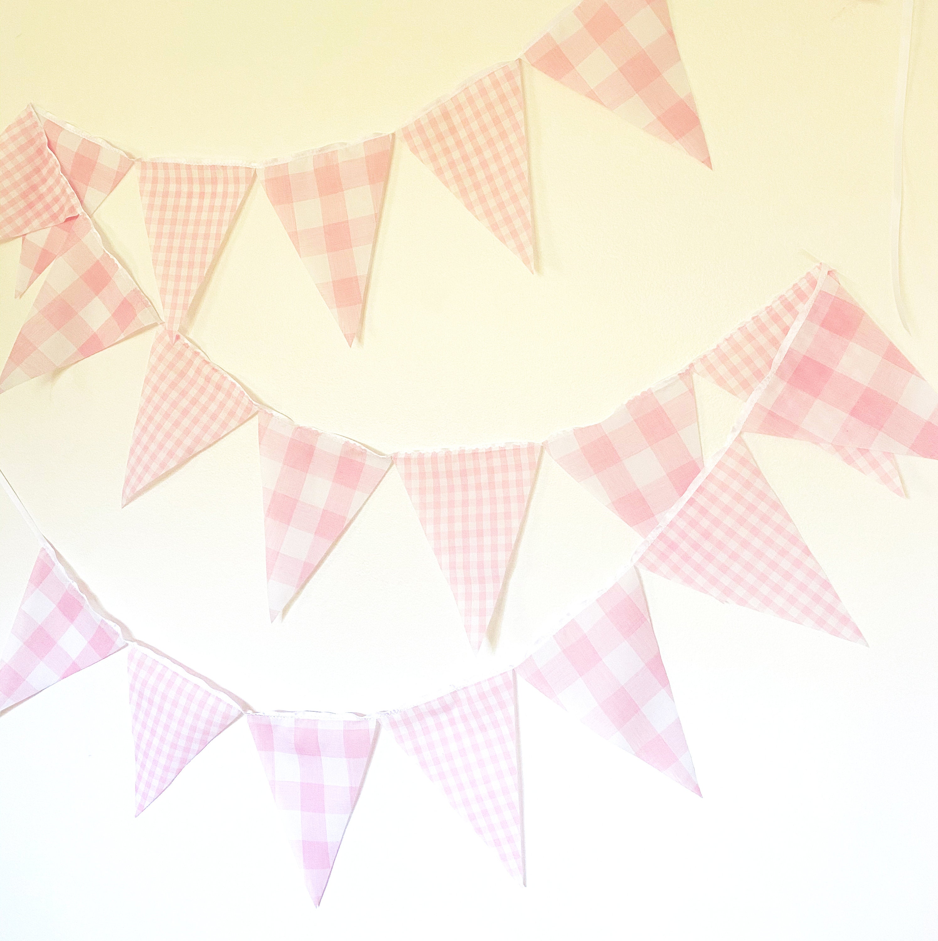 Pink Gingham Party Banner, Bunting, Pennant Flags, Vintage Gingham ...