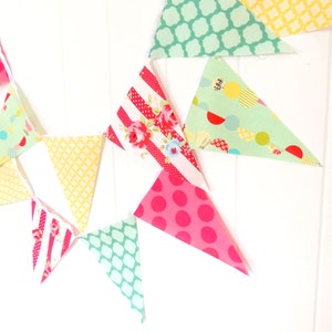 Shabby Chic Banner, Bunting, Pennant Fabric Flags, Decor Flower, Mint ...