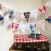 Picnic Gingham Banner Bunting Fabric Pennant Floral Garland - Etsy