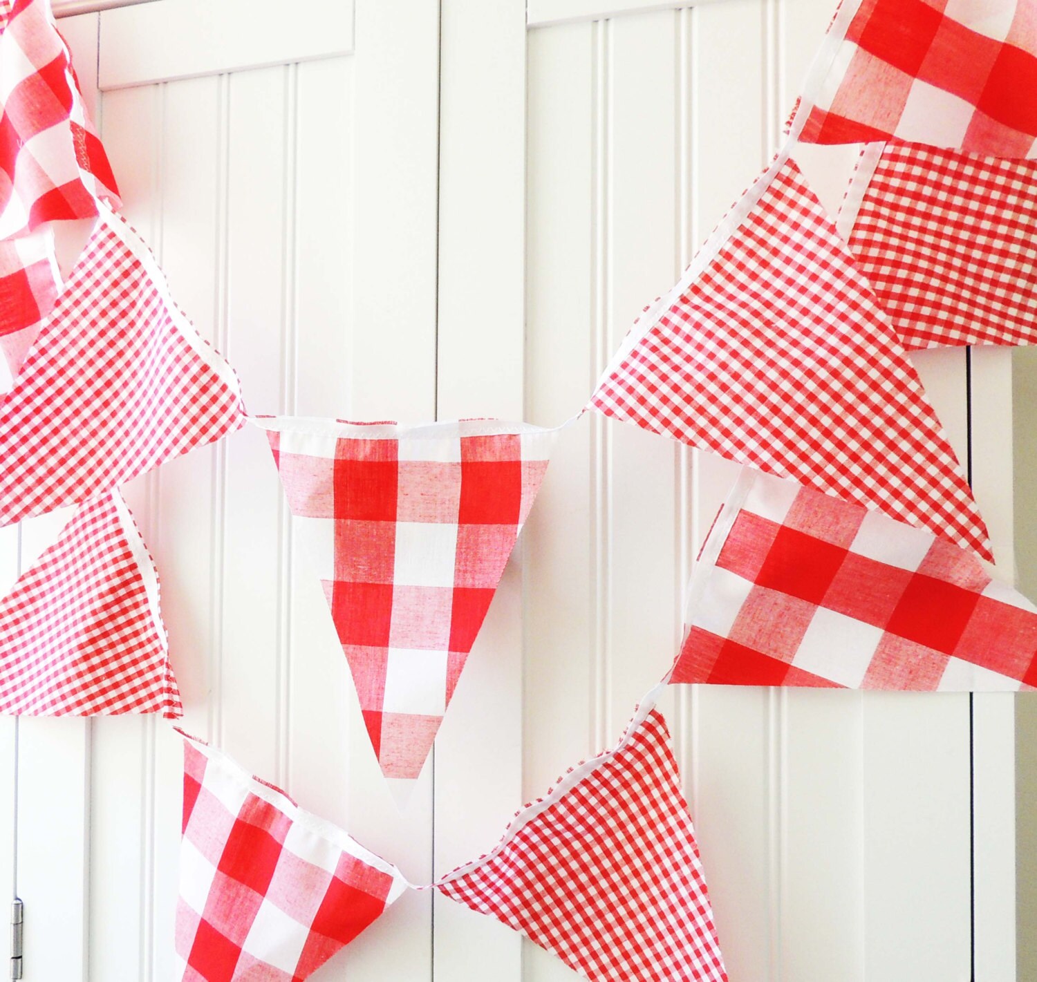 Gingham Banner Bunting Fabric Pennant Garland Flags Baby | Etsy