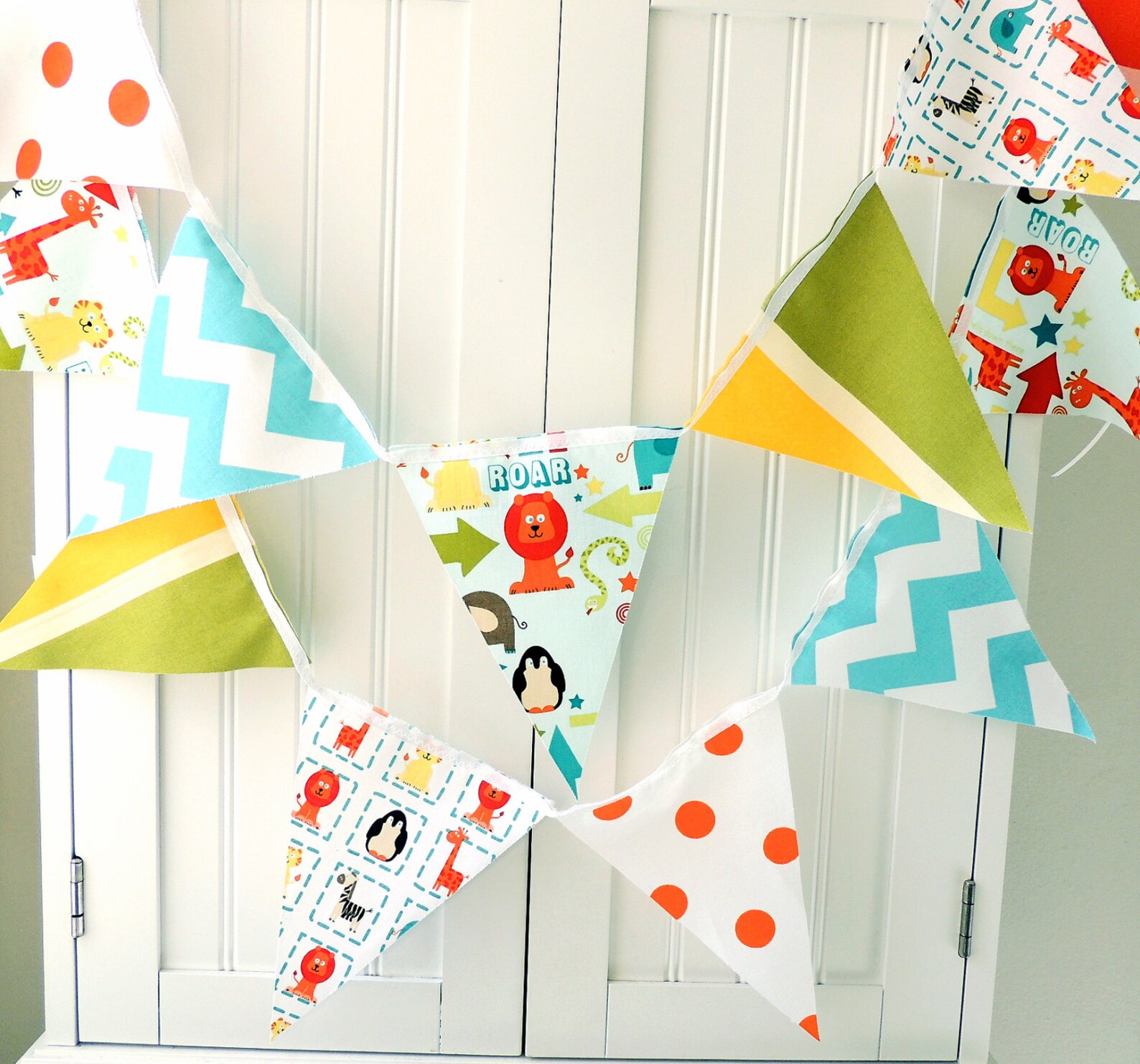 Baby Shower Zoo Animal Banner Bunting Fabric Pennant Flag | Etsy
