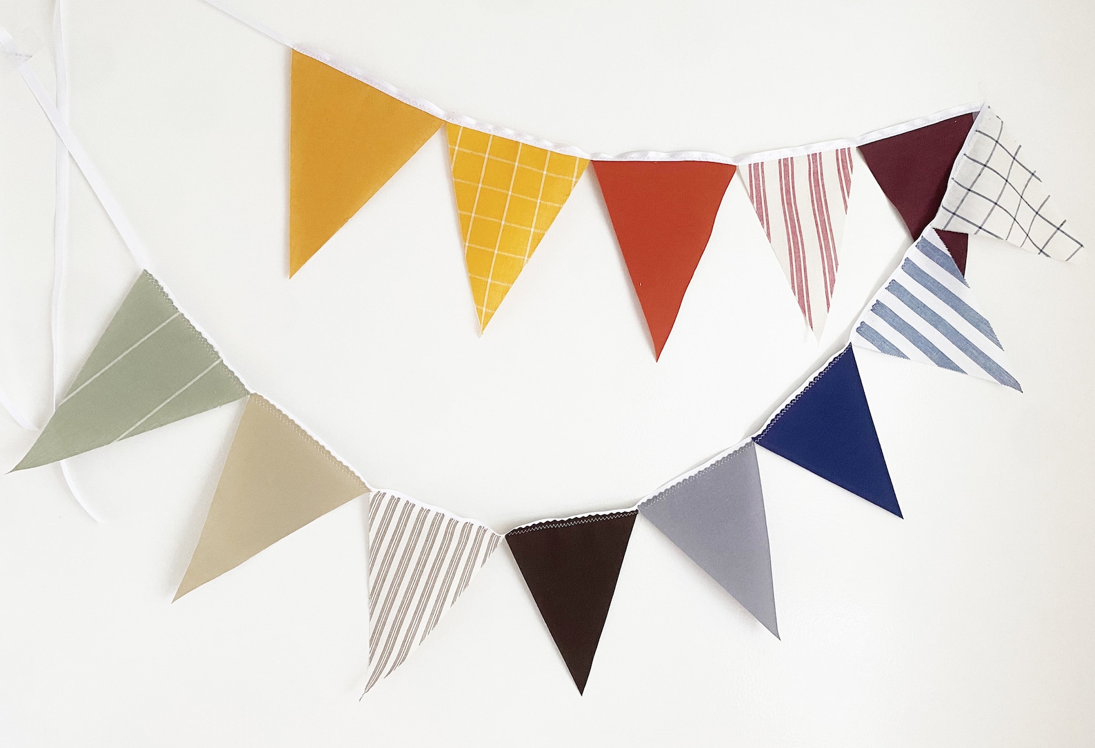Earth Tone Stripes and Solids Rustic Garland Flag Bunting Fabric Banner ...