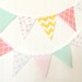Fabric Banner, Bunting, Pennant Flags, Garland Turquoise, Pink, Grey ...
