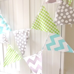Baby Shower Garland Banner, Bunting, Fabric Pennants, Lime Gingham ...