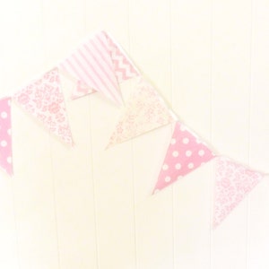 Shabby Chic Fabric Banner, Bunting, Garland Pennant Flags, Pink ...