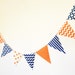 Orange and Royal Blue Banner, Bunting, Fabric Pennant Flag Garland ...