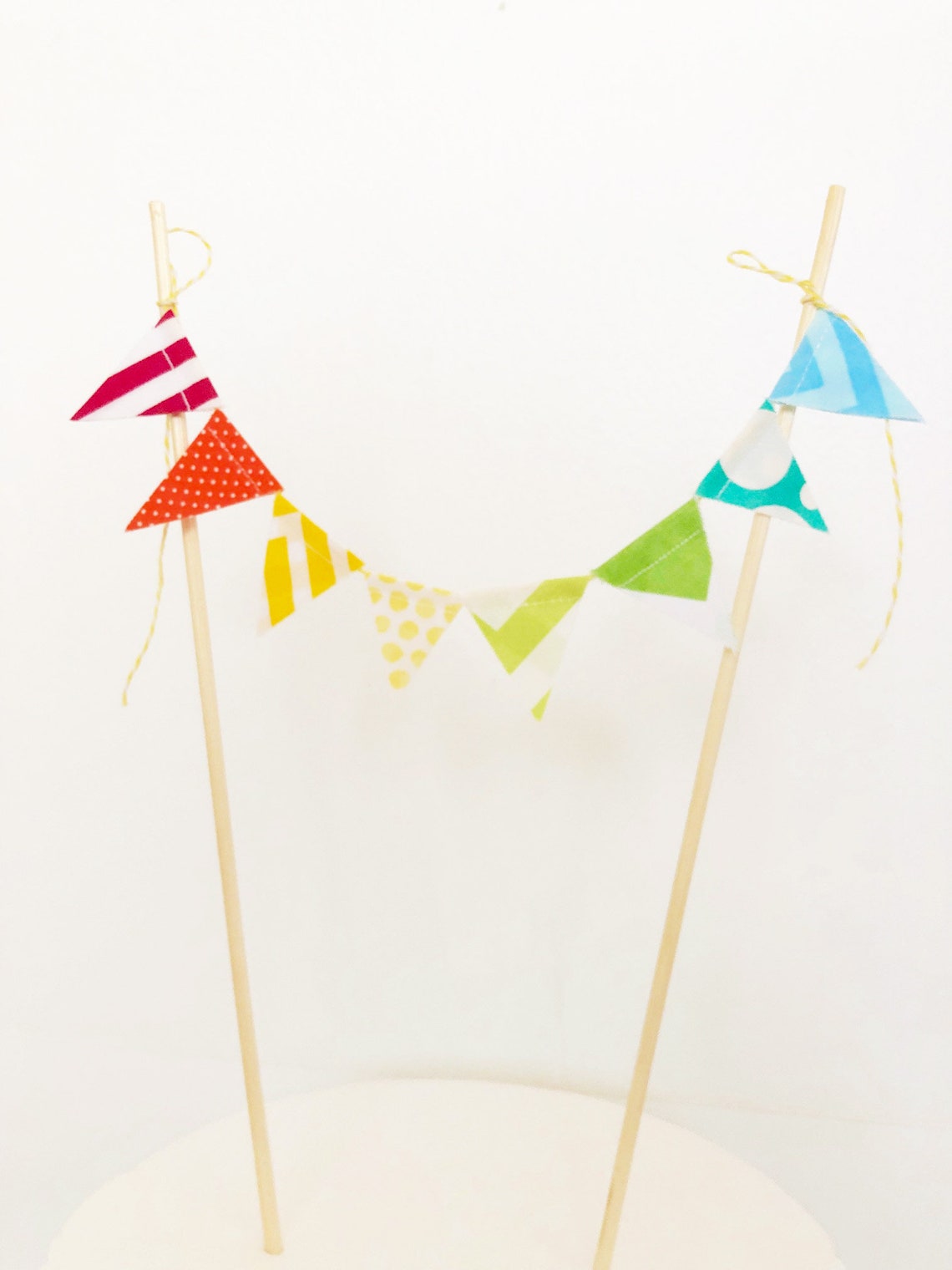 Rainbow Birthday Cake Topper Banner, Baby Shower Fabric Bunting Flags ...