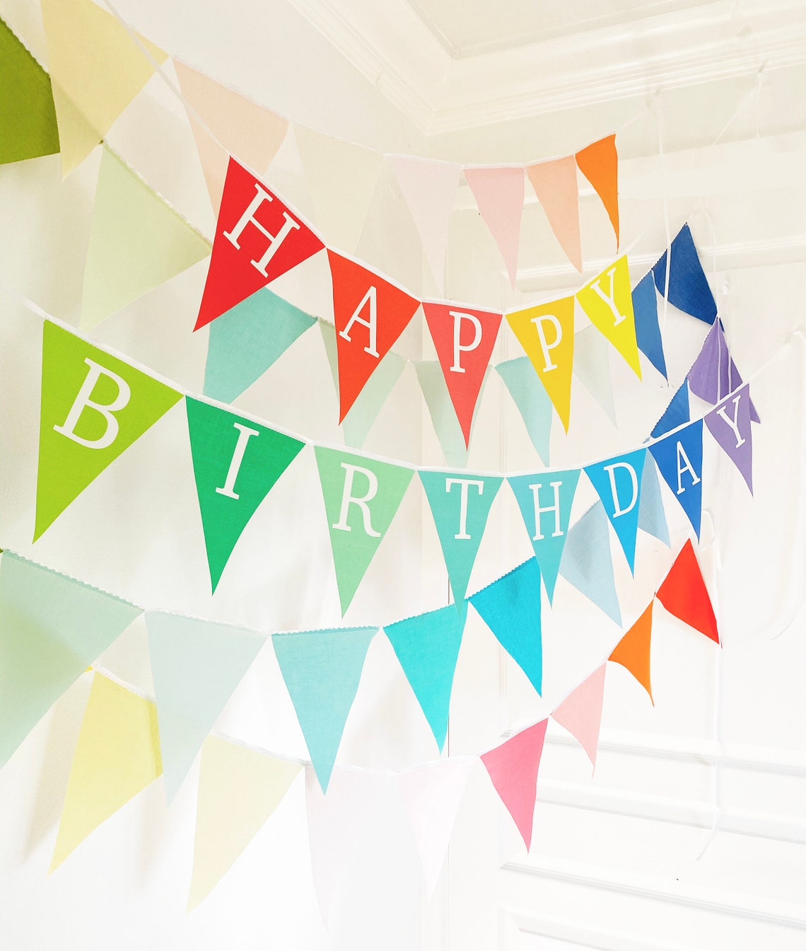 Happy Birthday Bunting Rainbow Happy Birthday Banner Fabric - Etsy