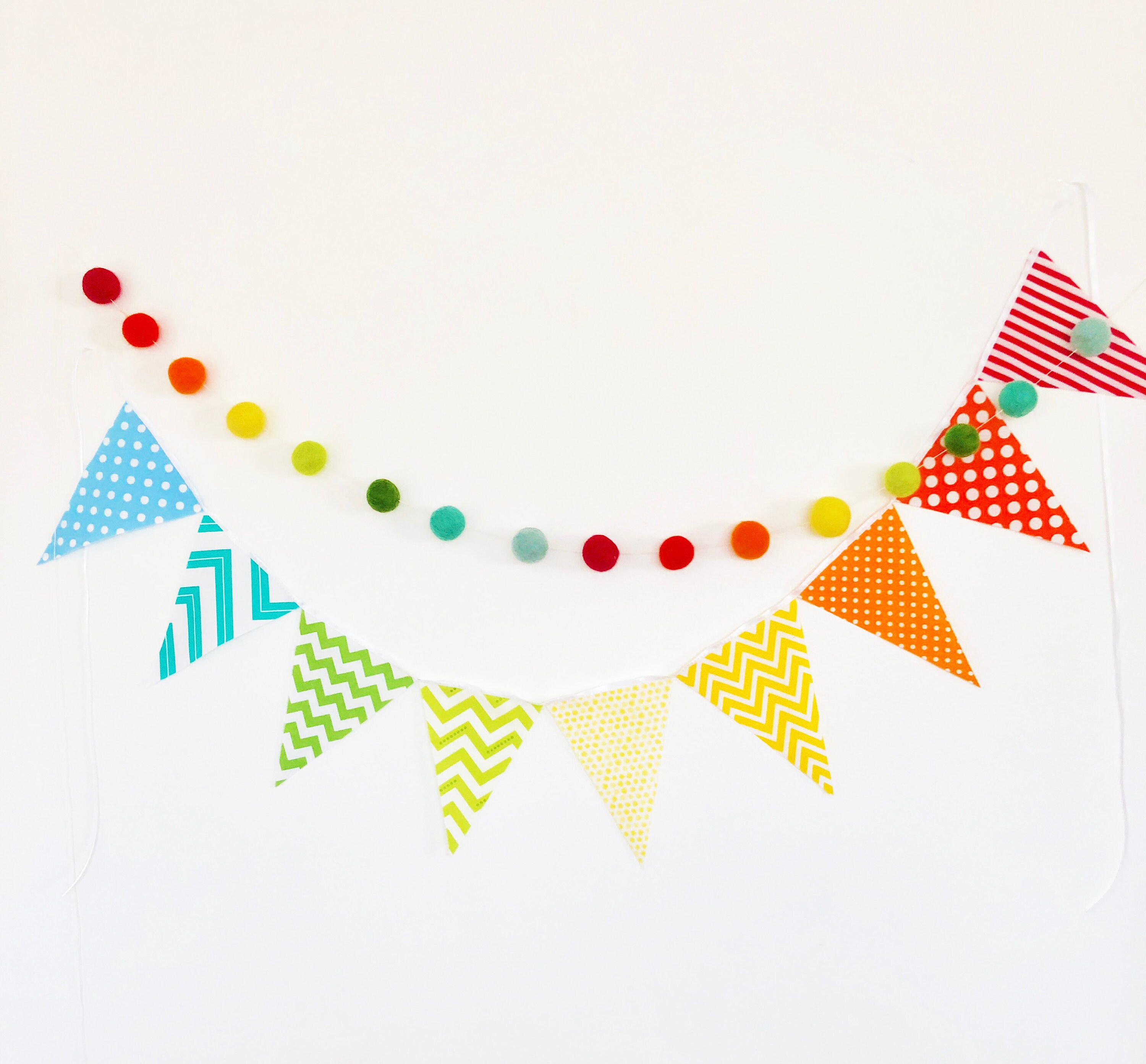 Rainbow Colored Bunting Rainbow Banner Fabric Pennant Flag | Etsy