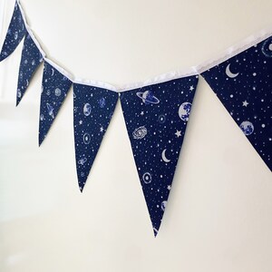 Galaxy Stars Moon Planets Banner Bunting, Solar System Fabric Pennant ...