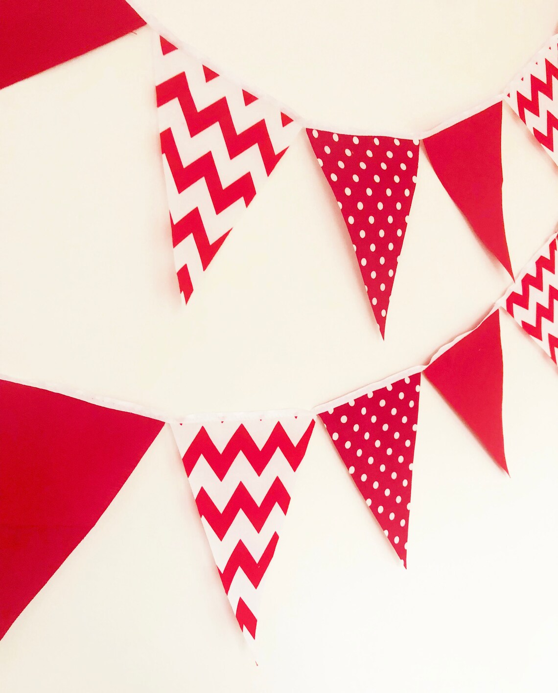 Bunting Banner Fabric Pennant Garland Flags Red Polka Dot | Etsy