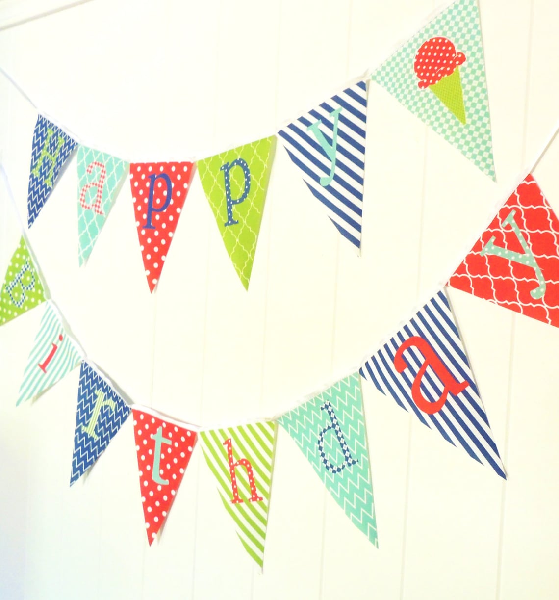 Happy Birthday Bunting Happy Birthday Banner Fabric Pennant | Etsy