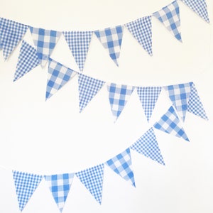 Blue Gingham Party Banner, Bunting, Pennant Flags, Vintage Style ...