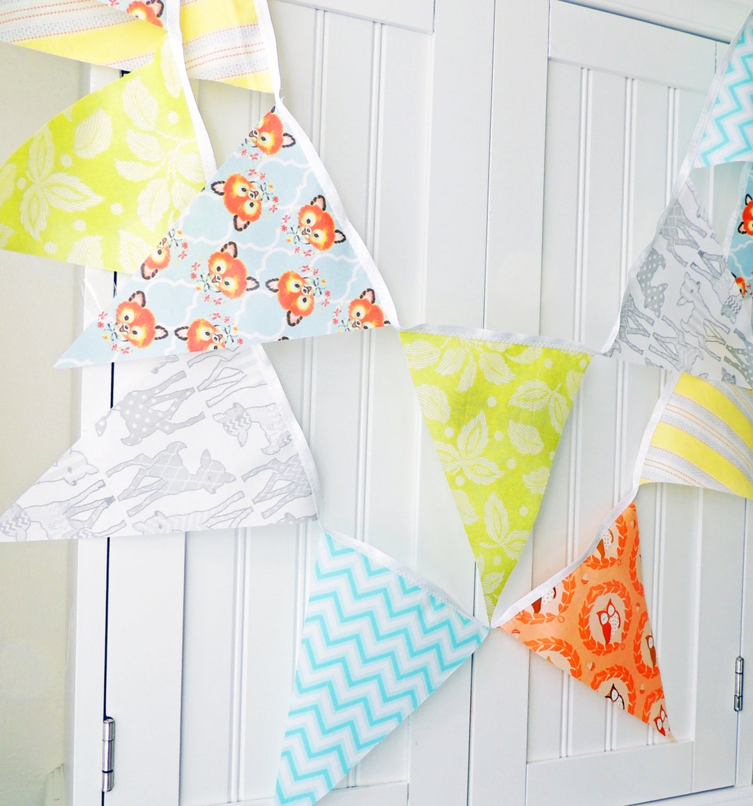 Woodland Banner, Bunting, Fabric Pennant Flags, Playroom Decor, Fox ...