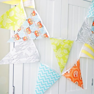 Woodland Banner, Bunting, Fabric Pennant Flags, Playroom Decor, Fox ...