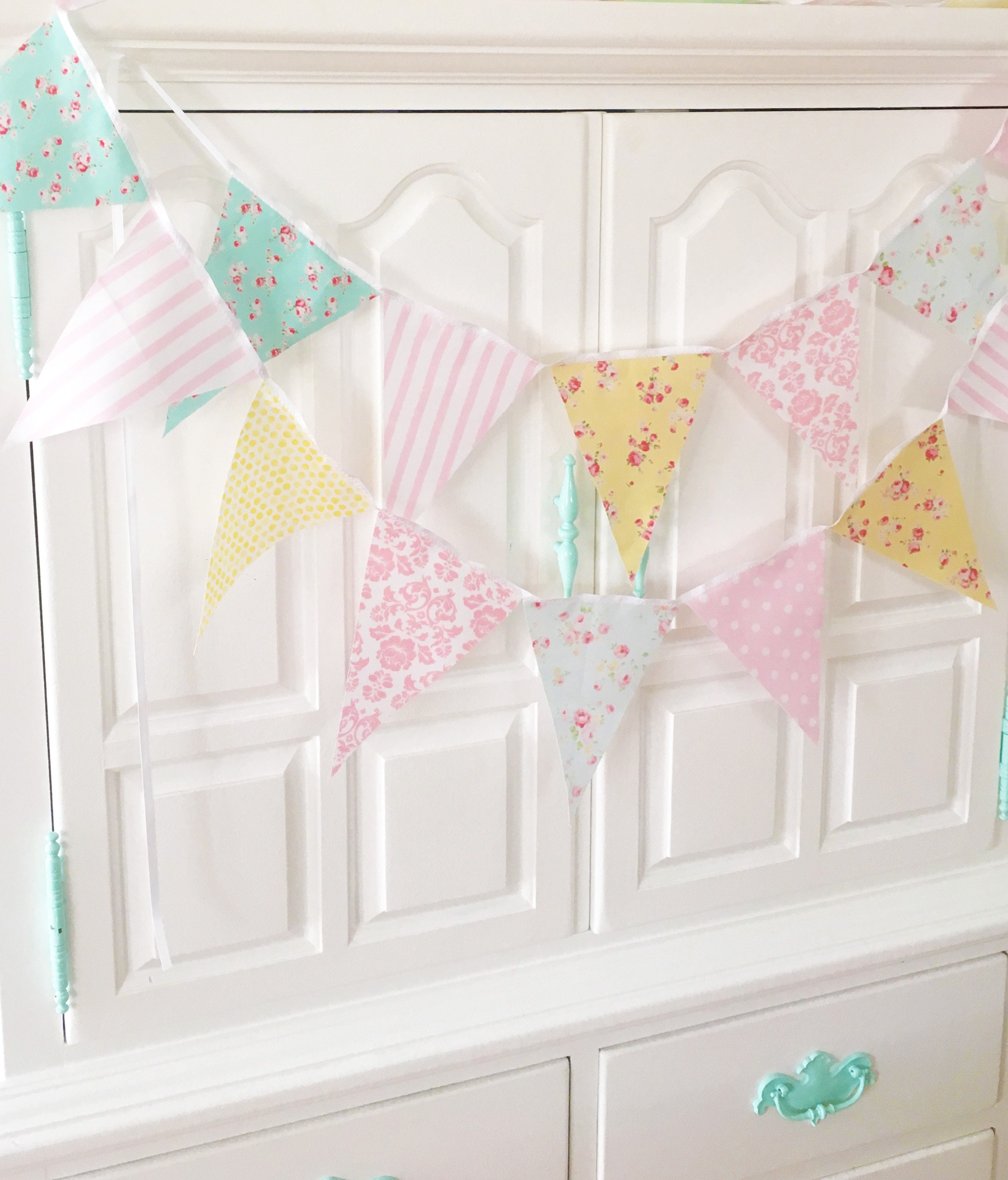 Shabby Chic Fabric Banner Bunting Garland Pennant Flags | Etsy