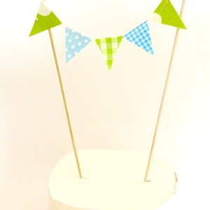 Cake Topper Birthday Party Banner, Mini Bunting, Lime, Light Blue, Baby ...