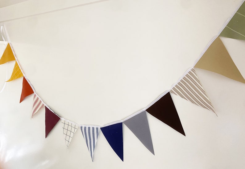 Earth Tone Stripes and Solids Rustic Garland Flag Bunting Fabric Banner ...