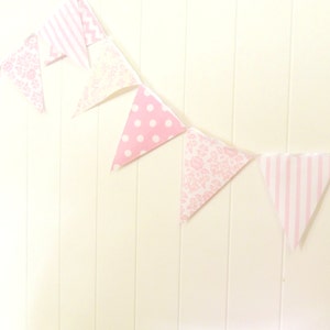Shabby Chic Fabric Banner, Bunting, Garland Pennant Flags, Pink ...
