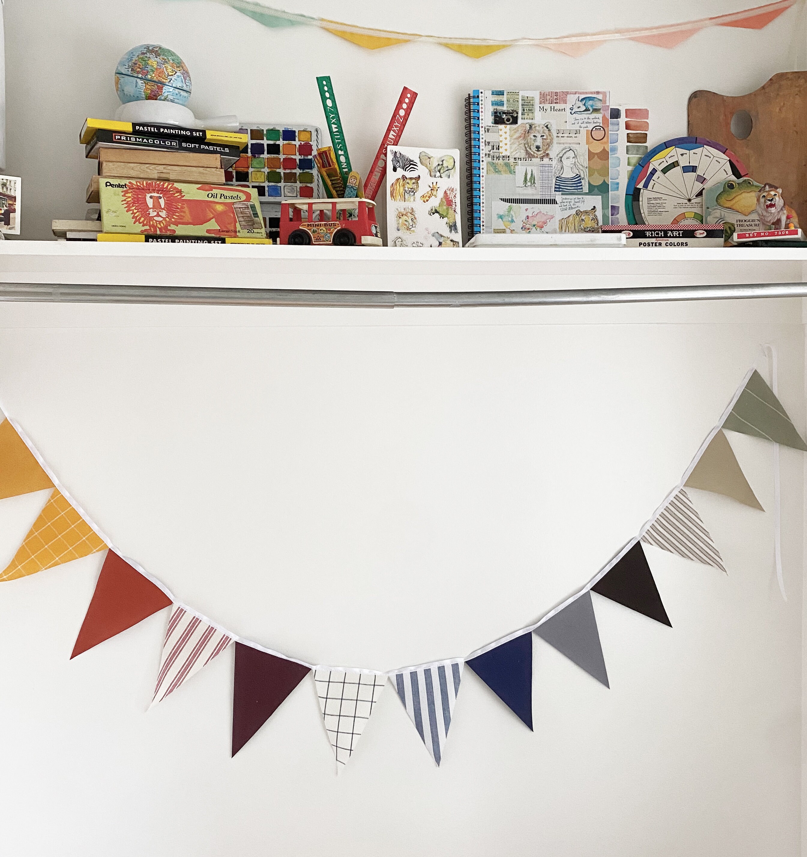 Earth Tone Stripes and Solids Rustic Garland Flag Bunting Fabric Banner ...