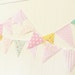 Shabby Chic Fabric Banner, Bunting, Garland Pennant Flags, Pink ...