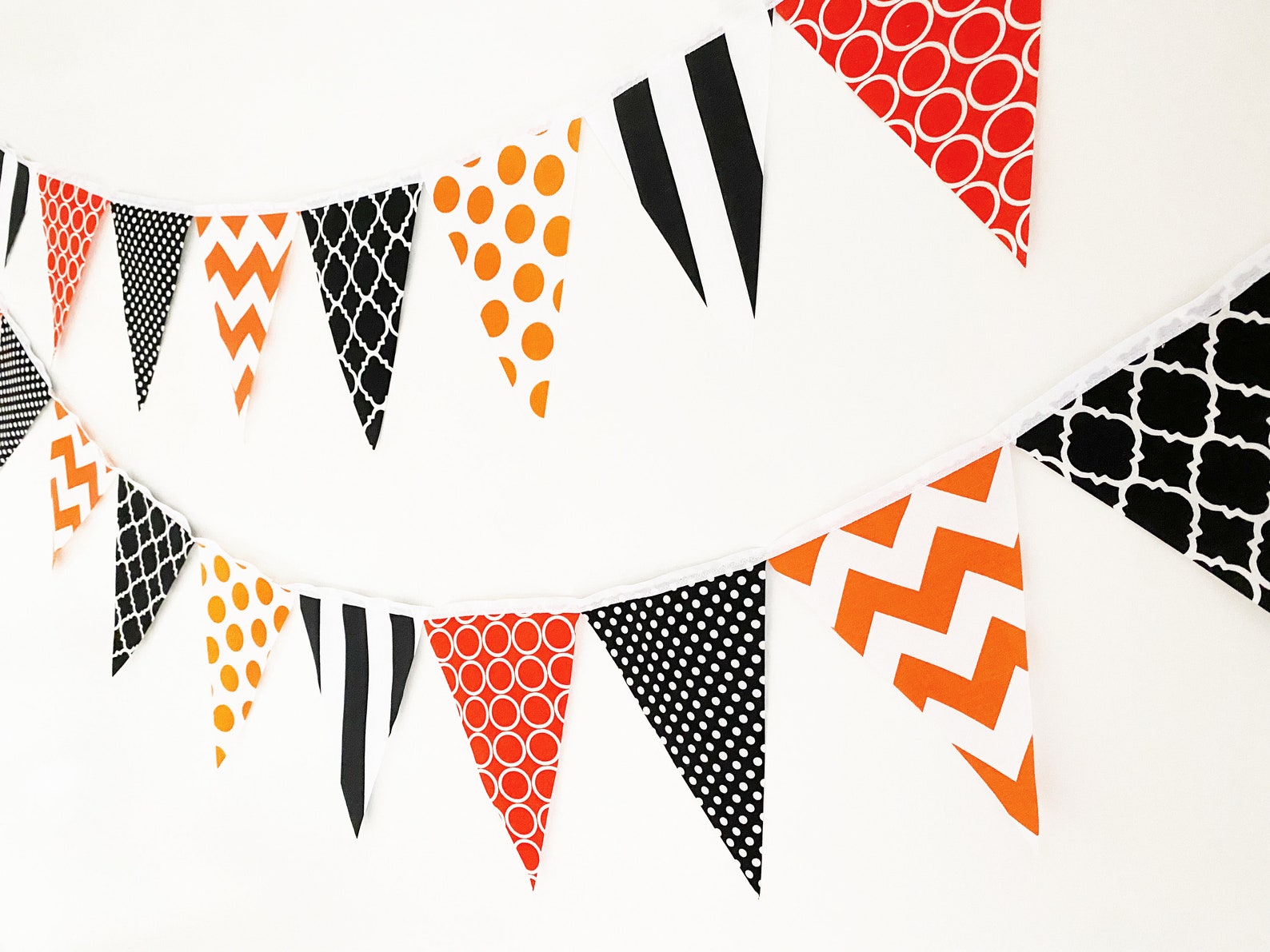 Banner Bunting Fabric Pennant Flags Orange Black Chevron - Etsy