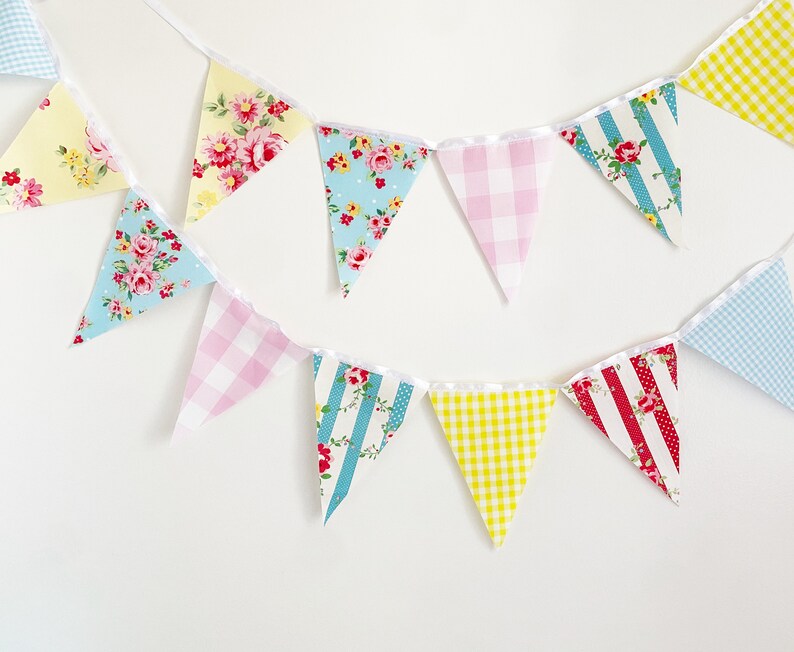Cottagecore Shabby Chic Banner Bunting Picnic Fabric Flags - Etsy