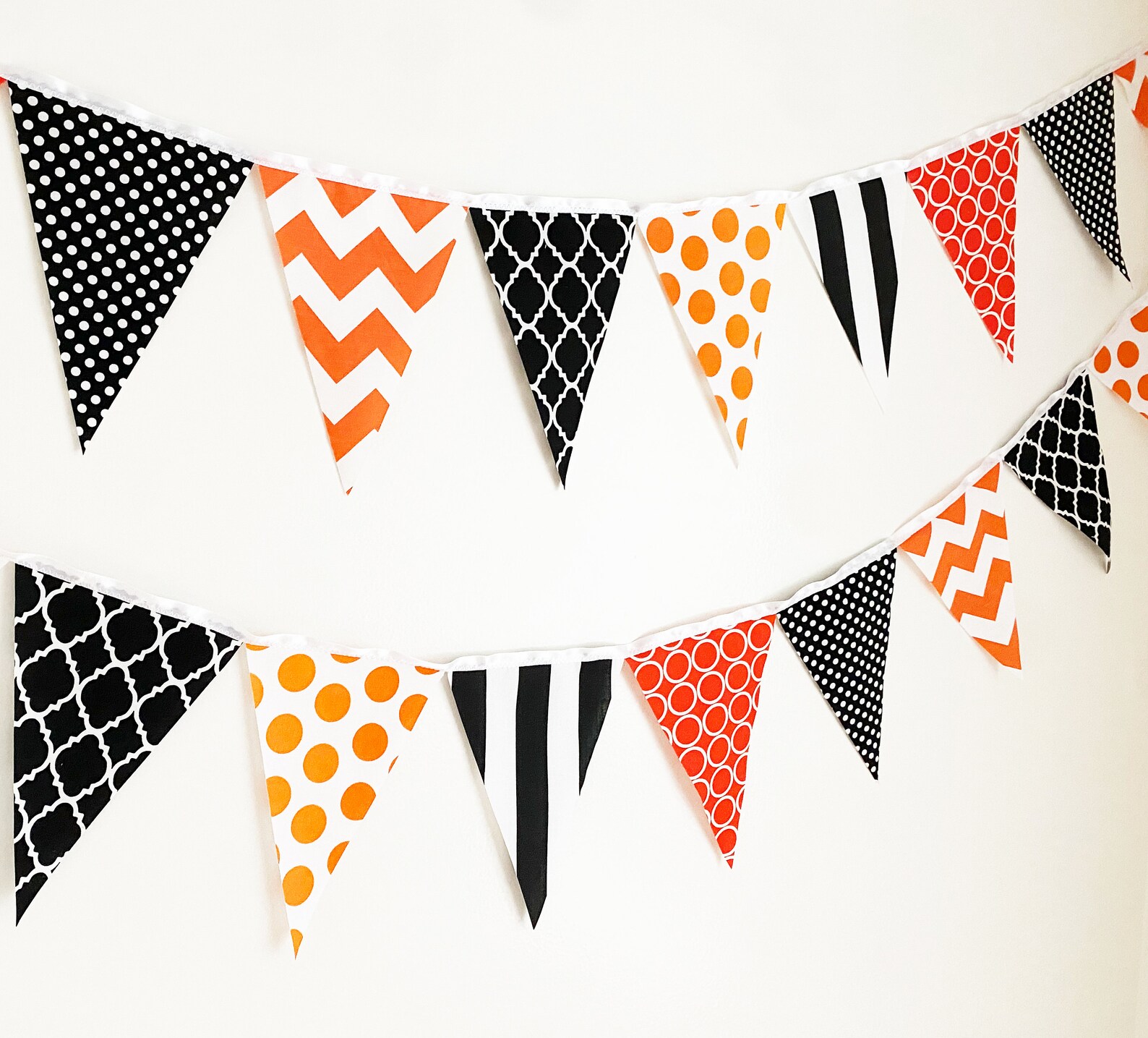 Banner Bunting Fabric Pennant Flags Orange Black Chevron - Etsy